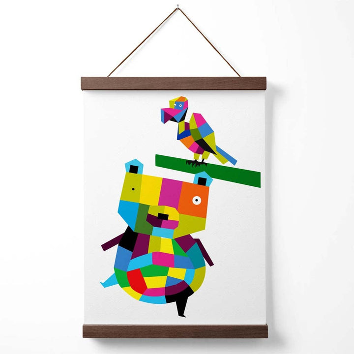 Bear Helle Geometric Animal Poster with Hanger | Bowlift