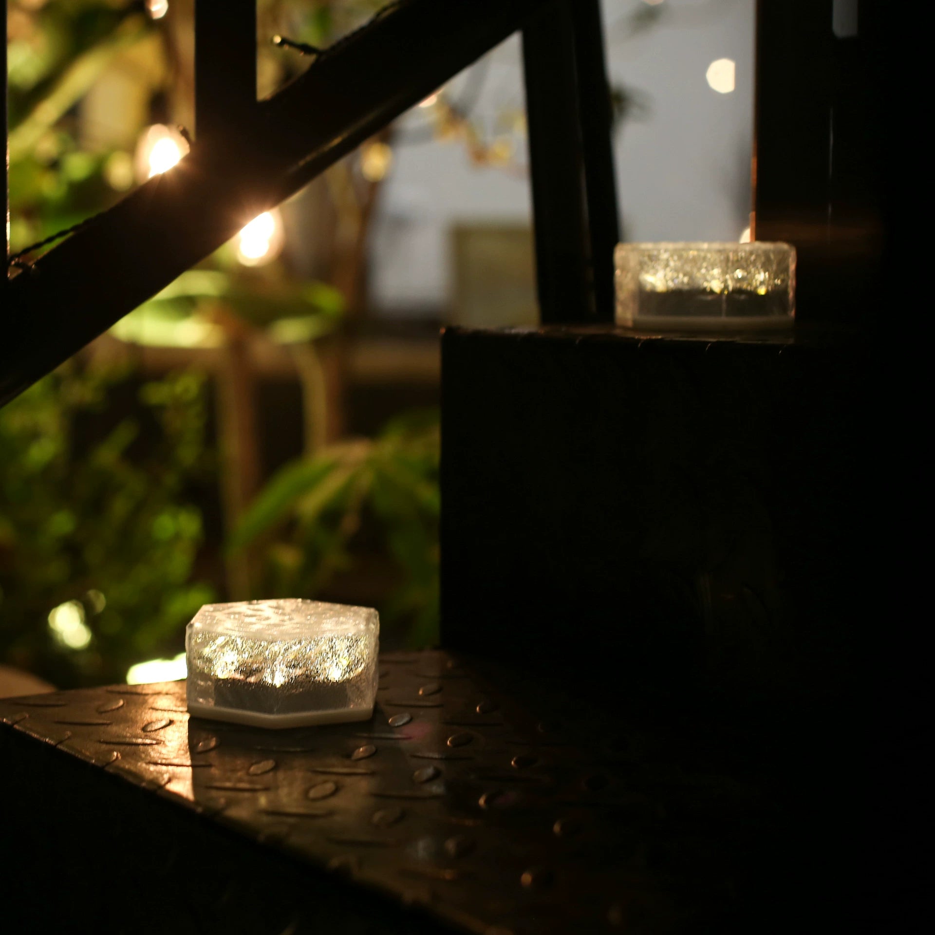 Solar Garden Light, Outdoor Hexagonal Ice Brick Ground Light, Glass ...