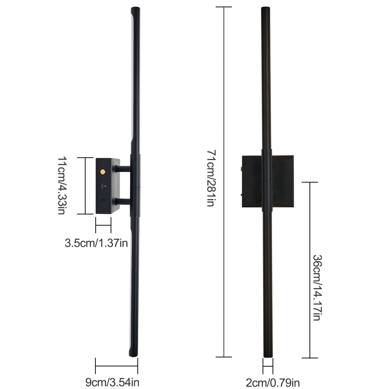 Wireless Rechargeable Linear Wall Lamp Stepless Dimming Plug-in Wall Light