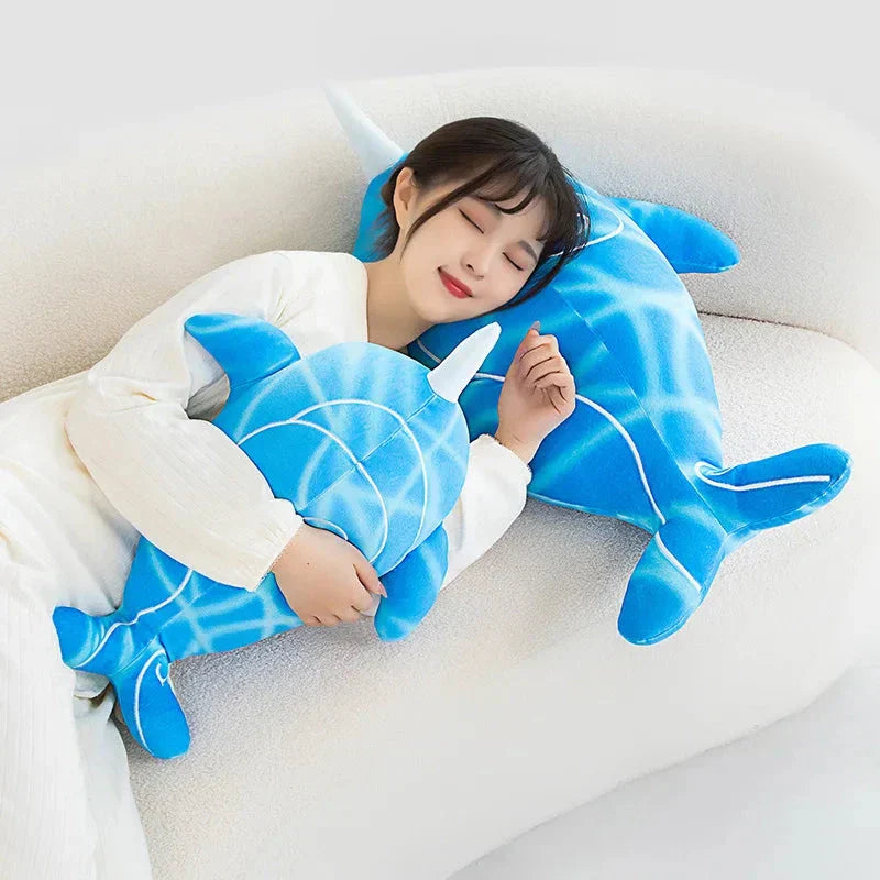 BowLift | Anime Childe Tartaglia Blue Narwhal Whale Plush