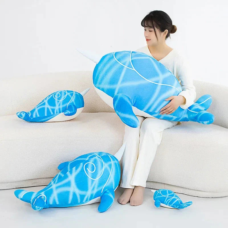 BowLift | Anime Childe Tartaglia Blue Narwhal Whale Plush